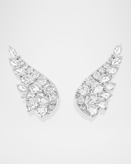 64 Facets Eclat 18K White Gold Diamond Stud Ear Climbers, 1.60tcw ...