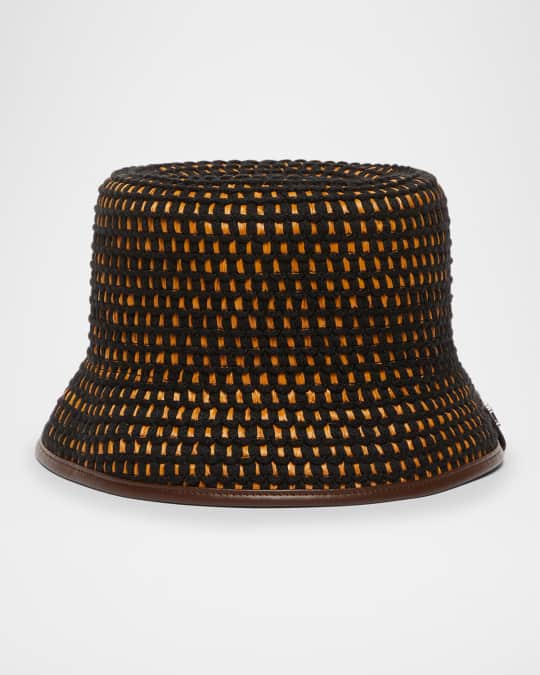 Max Mara Bacio Leather Woven Bucket Hat | Neiman Marcus