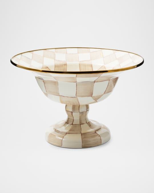 MacKenzie-Childs Mocha Check Large Compote | Neiman Marcus