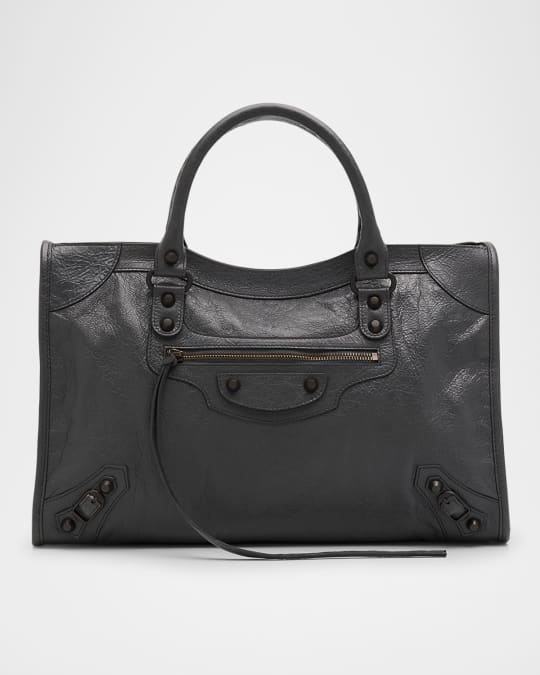 Balenciaga Le City Medium Crinkled Leather Top-Handle Bag | Neiman Marcus