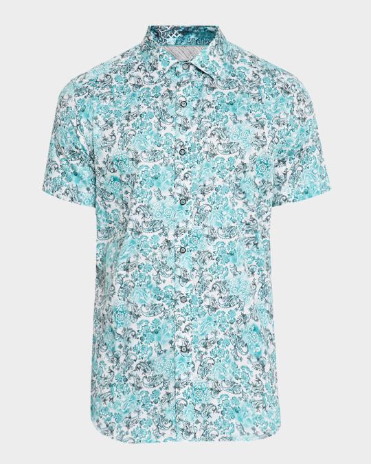 Robert Graham Men's Downing Paisley-Print Short-Sleeve Shirt | Neiman ...