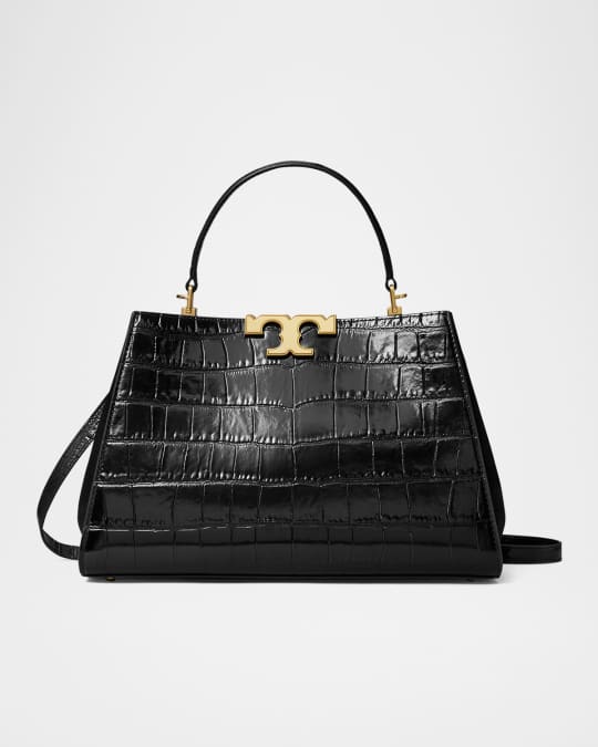 Tory Burch Eleanor Croc-Embossed Leather Satchel Bag | Neiman Marcus