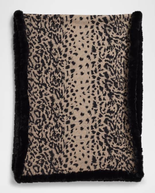 La Fiorentina Reversible Animal-Print Wool-Blend Wrap with Faux Fur ...