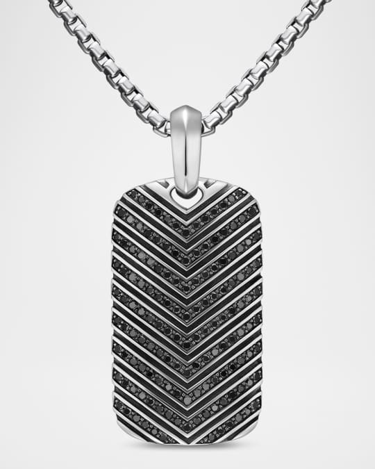 David Yurman Men's Chevron Tag Enhancer in Silver with Diamonds, 34mm ...