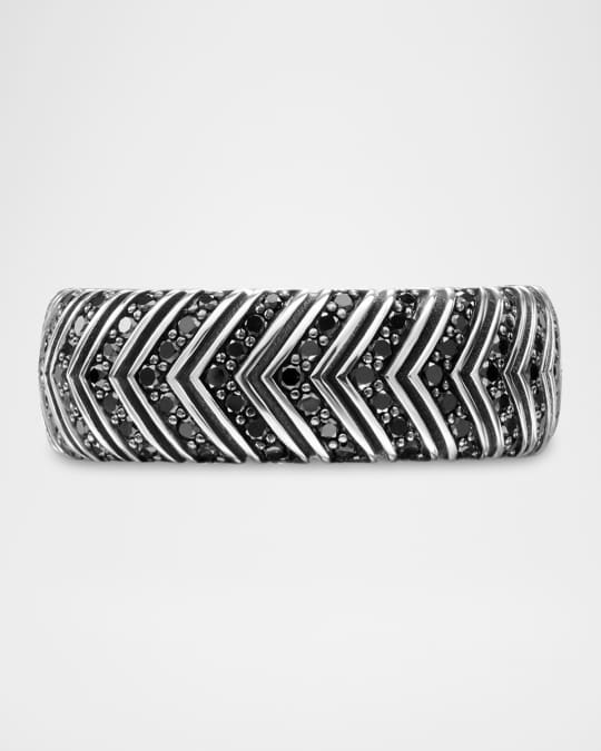 David Yurman Men's Chevron Band Ring in Silver with Diamonds, 8mm ...
