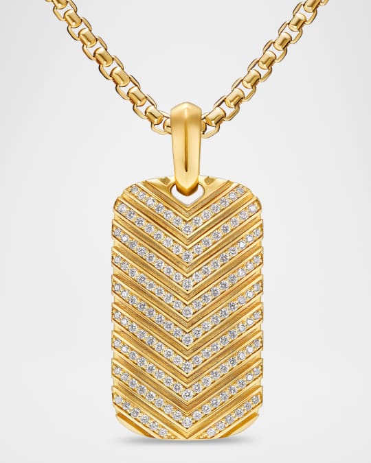 David Yurman Men's Chevron Tag Enhancer in 18K Gold with Diamonds, 34mm ...
