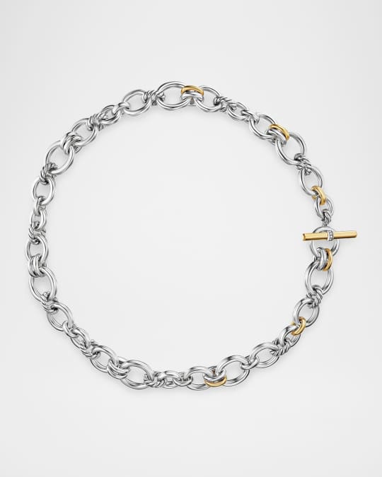 David Yurman DY Mercer Chain Necklace with Diamonds in Silver and 18K ...
