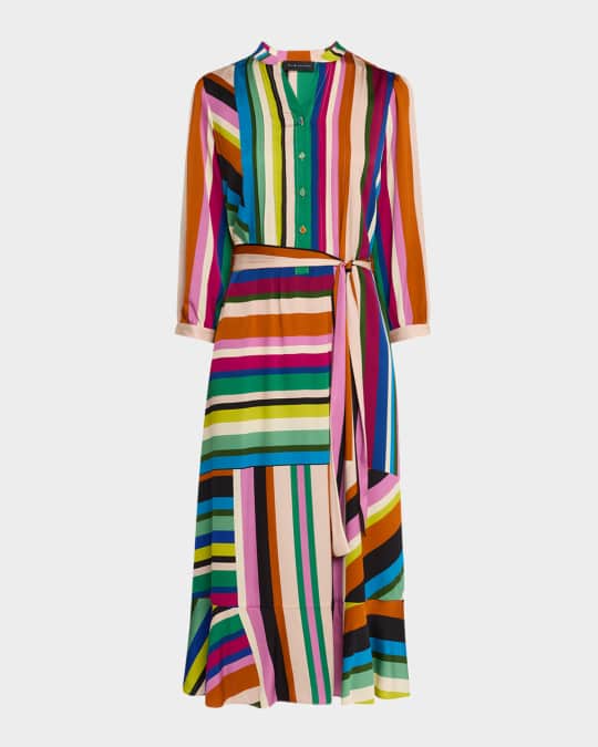 Elie Tahari The Mila Venus Striped A-line Midi Dress | Neiman Marcus