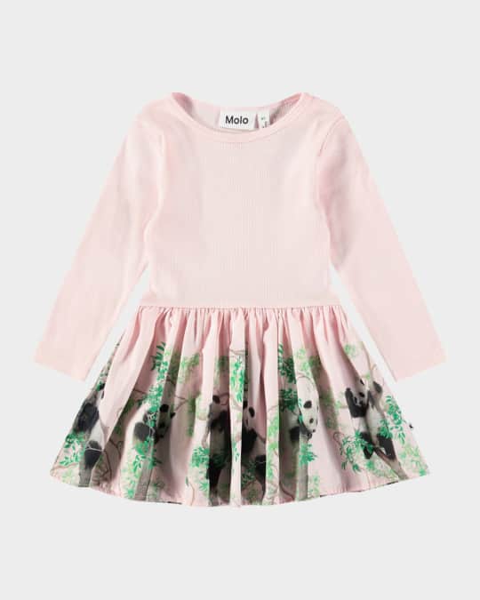 Molo Girl's Candi Printed Long-Sleeve Dress, Size 6M-2 | Neiman Marcus