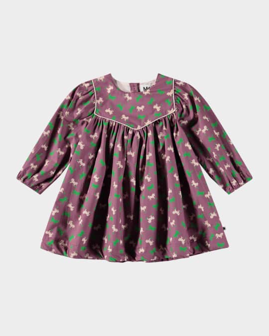 Molo Girl's Clair Long-Sleeve Bib Dress, Size 6M-2 | Neiman Marcus