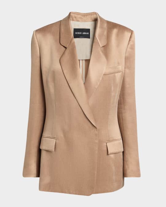 Giorgio Armani Cupro Double-Breasted Blazer Jacket | Neiman Marcus