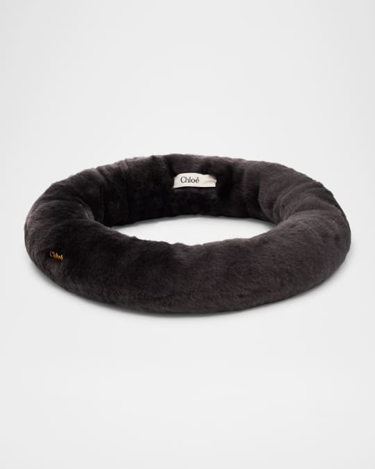 Chloe Shearling Headband W/ Logo Hardware | Neiman Marcus
