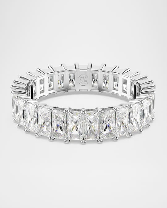 SWAROVSKI Matrix Rhodium-Plated Baguette-Cut Crystal Band Ring, Size 6. ...