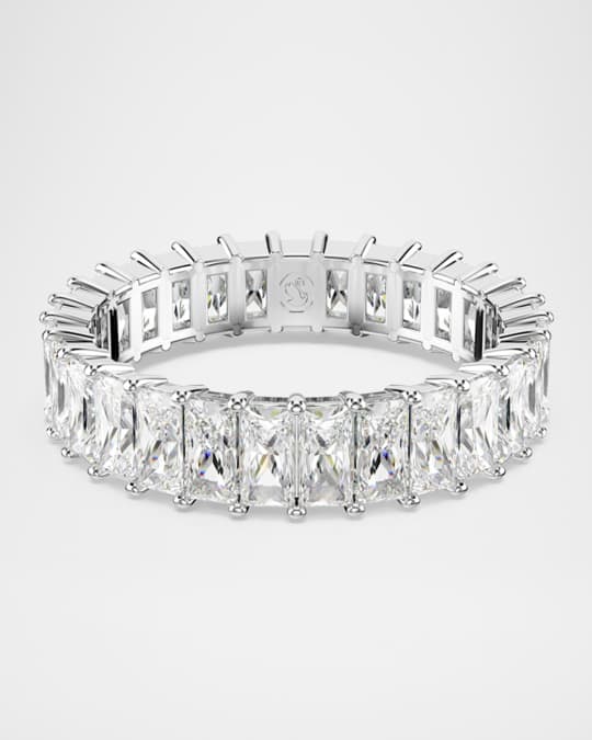SWAROVSKI Matrix Rhodium-Plated Baguette-Cut Crystal Band Ring, Size 5. ...