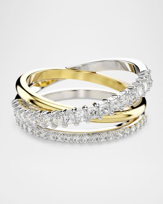 SWAROVSKI Hyperbola Two-Tone Round and Square-Cut Crystal Ring, Size 6. ...