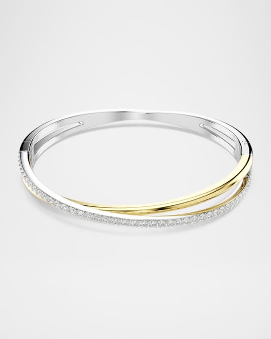 SWAROVSKI Hyperbola Two-Tone Round Crystal Bangle Bracelet | Neiman Marcus