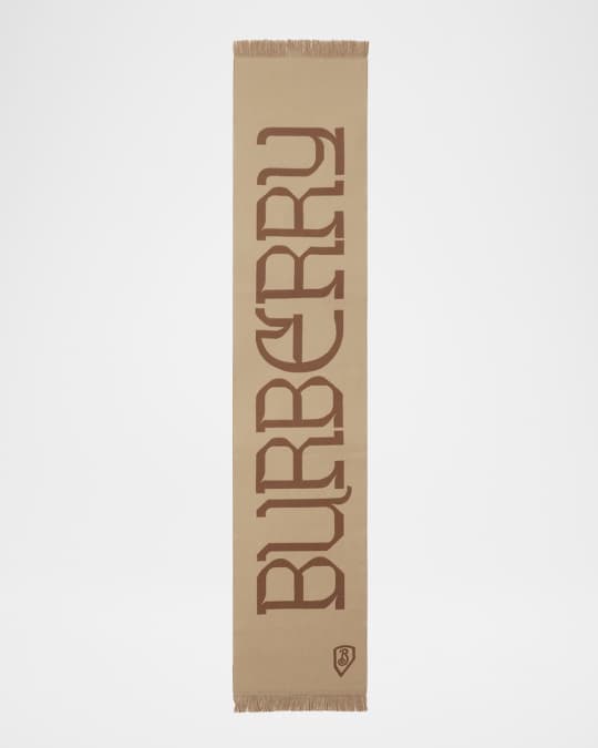 Burberry Heraldry Logo-Print Wool Scarf | Neiman Marcus
