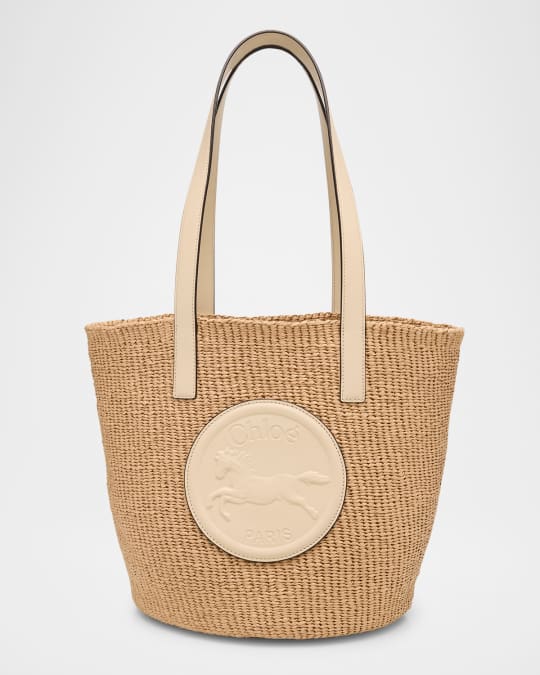 Chloe Large Horse Medal Basket Tote Bag in Paper and Leather | Neiman ...