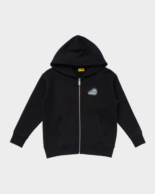 Off-White Boy's Arrow Spray Zip-Front Hoodie, Size 14 | Neiman Marcus