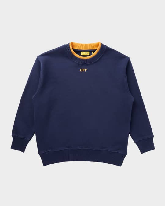 Off-White Boy's Off Stamp Logo Two-Tone Crewneck Sweatshirt, Size 14 ...