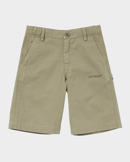 Off-White Boy's Bookish Diagonal Logo Worker Shorts, Size 14 | Neiman ...