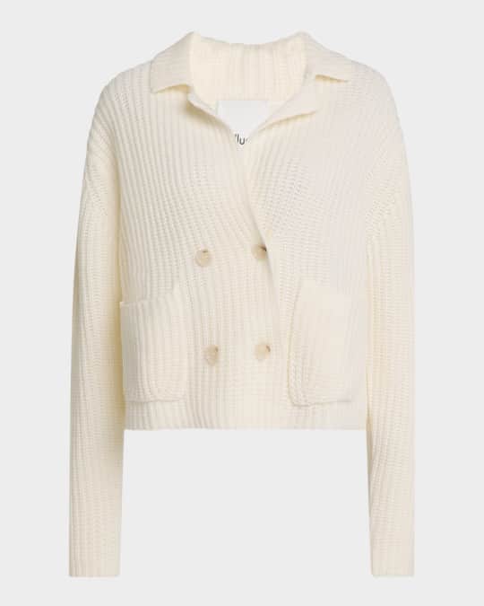 ALLUDE Ribbed Wool-Cashmere Jacket | Neiman Marcus
