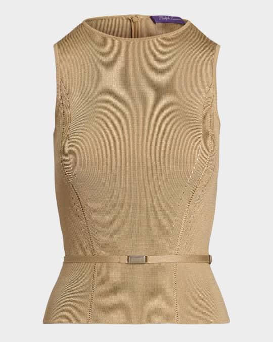 Ralph Lauren Collection Belted Stretch Silk Sleeveless Sweater | Neiman ...