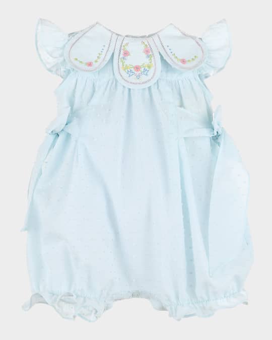 Luli & Me Girl's Swiss Dot Collared Bubble Romper, Size 6M-24M | Neiman ...