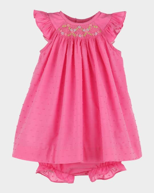 Luli & Me Girl's Classic Swiss Dot Smocked Bishop Dress, Size 12M-24M ...