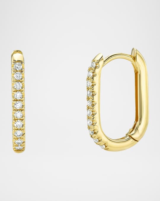 Zoe Lev Jewelry 14K Yellow Gold Diamond Oval Hoop Earrings | Neiman Marcus