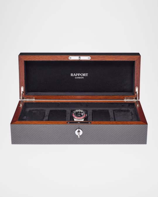 Rapport Carbon Fiber 5-Watch Box | Neiman Marcus