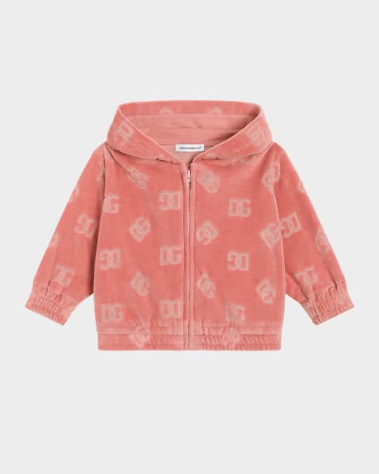 Dolce&Gabbana Girl's Interlocked Logo-Print Velvet Hoodie, Size 12M-30M ...