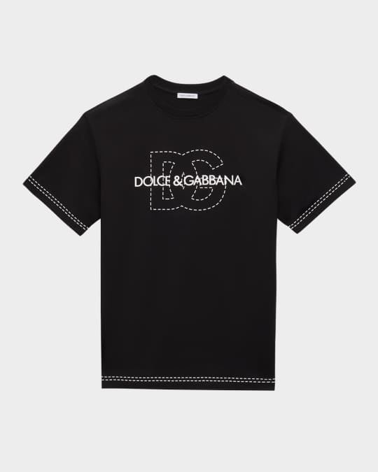 Dolce&Gabbana Boy's Interlocked Stitched Logo-Print T-Shirt, Size 8-14 ...