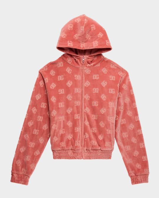 Dolce&Gabbana Girl's Interlocked DG Velvet Hoodie, Size 8-14 | Neiman ...
