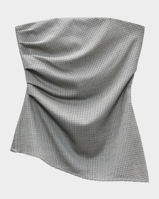 Rag & Bone Genevieve Strapless Houndstooth Plaid Top | Neiman Marcus