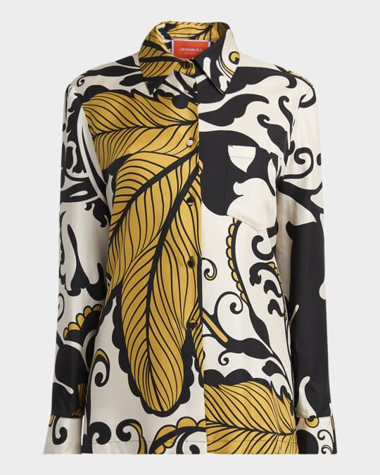 La DoubleJ Marea-Print Button-Down Silk Boy Shirt | Neiman Marcus
