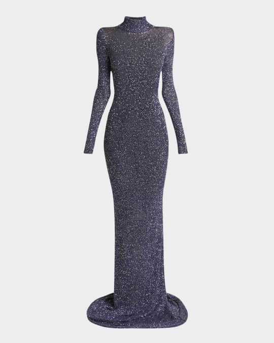 Balenciaga Sequined Mock-Neck Maxi Dress | Neiman Marcus
