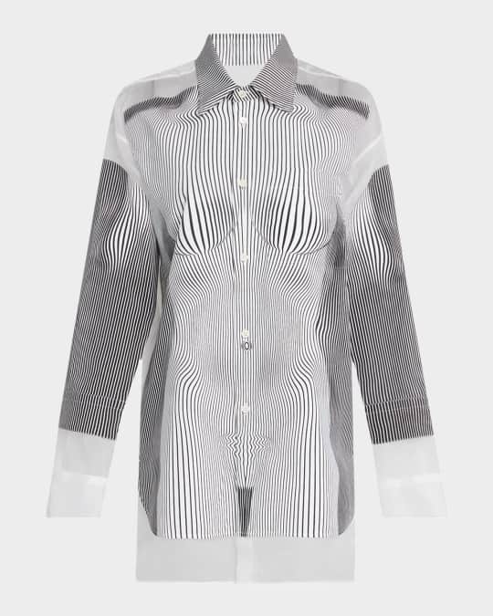 Jean Paul Gaultier Body Morphing Pinstriped Petit Grand Shirt | Neiman ...