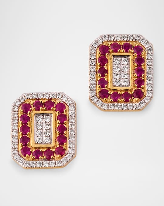 Kastel Jewelry 18K Yellow Gold Illusion Rectangle Diamond and Ruby ...