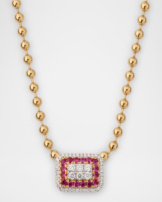 Kastel Jewelry Illusion 18K Yellow Gold Ruby and Diamond Rectangle ...