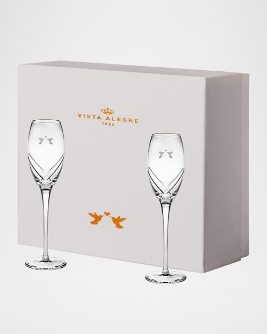 Vista Alegre In Love Flute Glasses, Set of 2 | Neiman Marcus