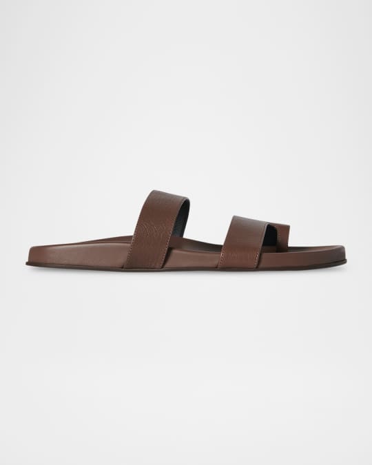 THE ROW Hugh Leather Toe-Ring Slide Sandals | Neiman Marcus