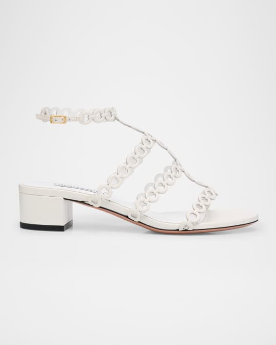Aquazzura Infinity Leather Chain T-Strap Sandals | Neiman Marcus