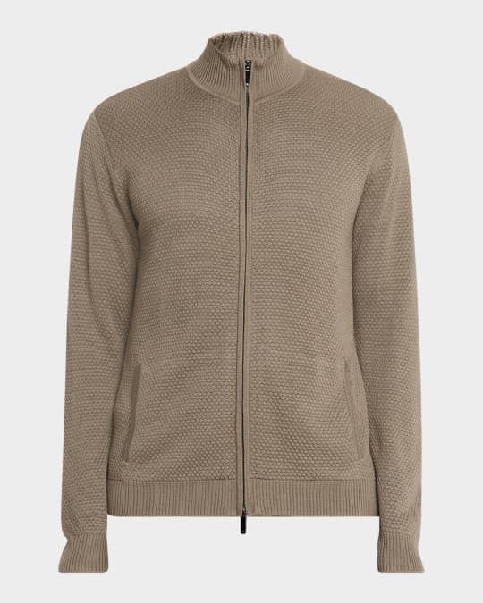 Emporio Armani Men's Textured Circle Zip-Front Wool Cardigan | Neiman ...