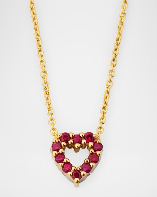 Roberto Coin 18K Yellow Gold Reversible Diamond and Ruby Heart Pendant ...