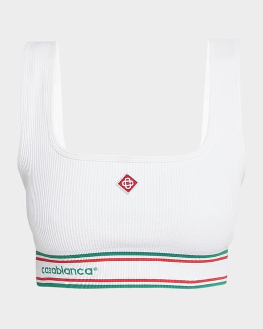 CASABLANCA Seamless Ribbed Sports Bra | Neiman Marcus