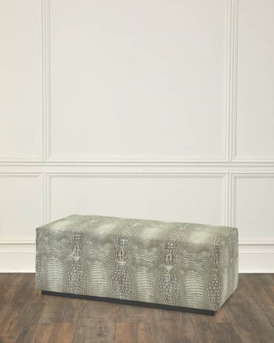 Massoud Darana Embossed Leather Bench, 48" | Neiman Marcus