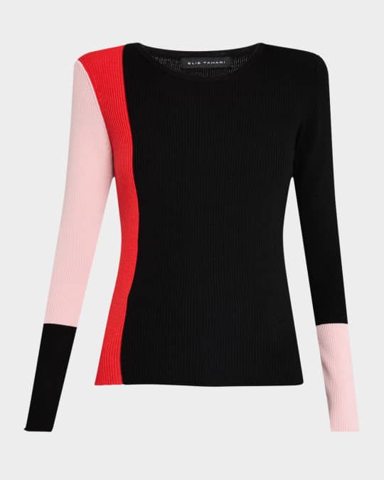 Elie Tahari The Marolo Ribbed Colorblock Sweater | Neiman Marcus