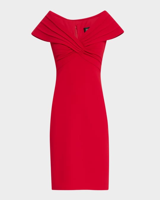 Tadashi Shoji Pleated Crepe Dress | Neiman Marcus