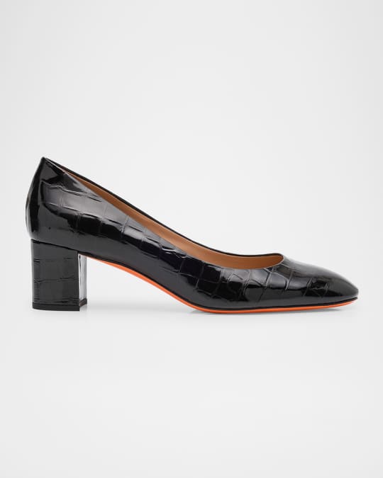Santoni Fight Croc Leather Pumps | Neiman Marcus